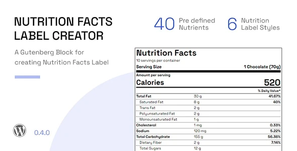 Download Nutrition Facts Label Creator (Gutenberg Block) Crack Plugin ...